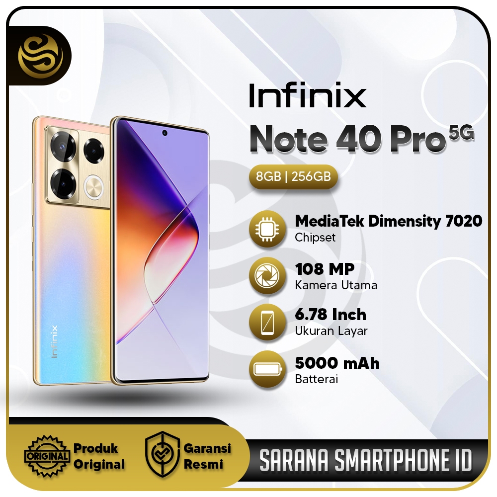 Jual Infinix Note 40 Pro 5G 8/256GB Up to 16GB Extended RAM Dimensity 7020 Amoled 108MP OIS 100W ...