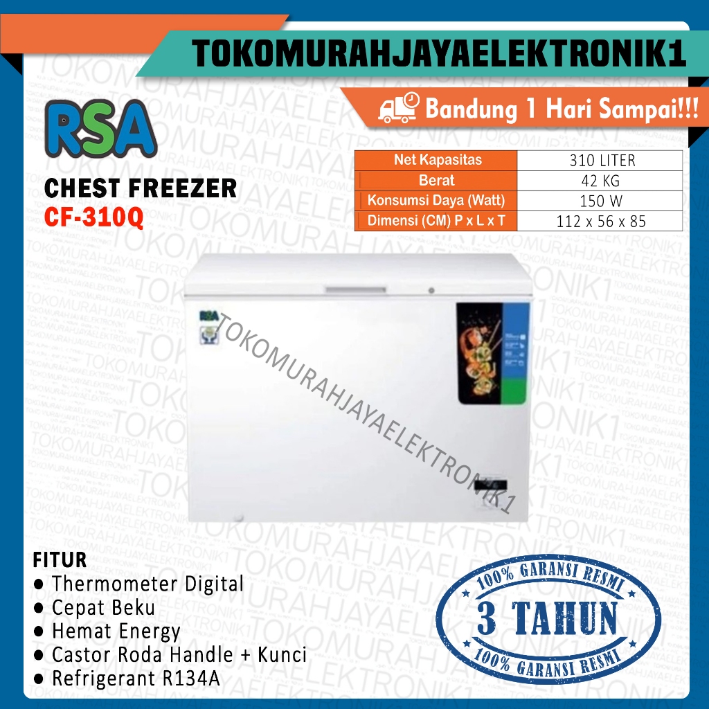 Jual Chest Freezer RSA 310 Liter CF-310Q Low Watt Garansi Resmi ...