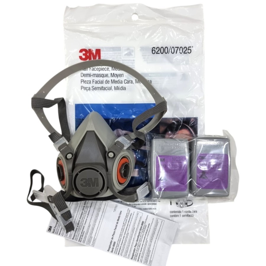 Jual 3M 6200 + 7093 Half Facepiece Respirator Half Gas Mask Medium ...
