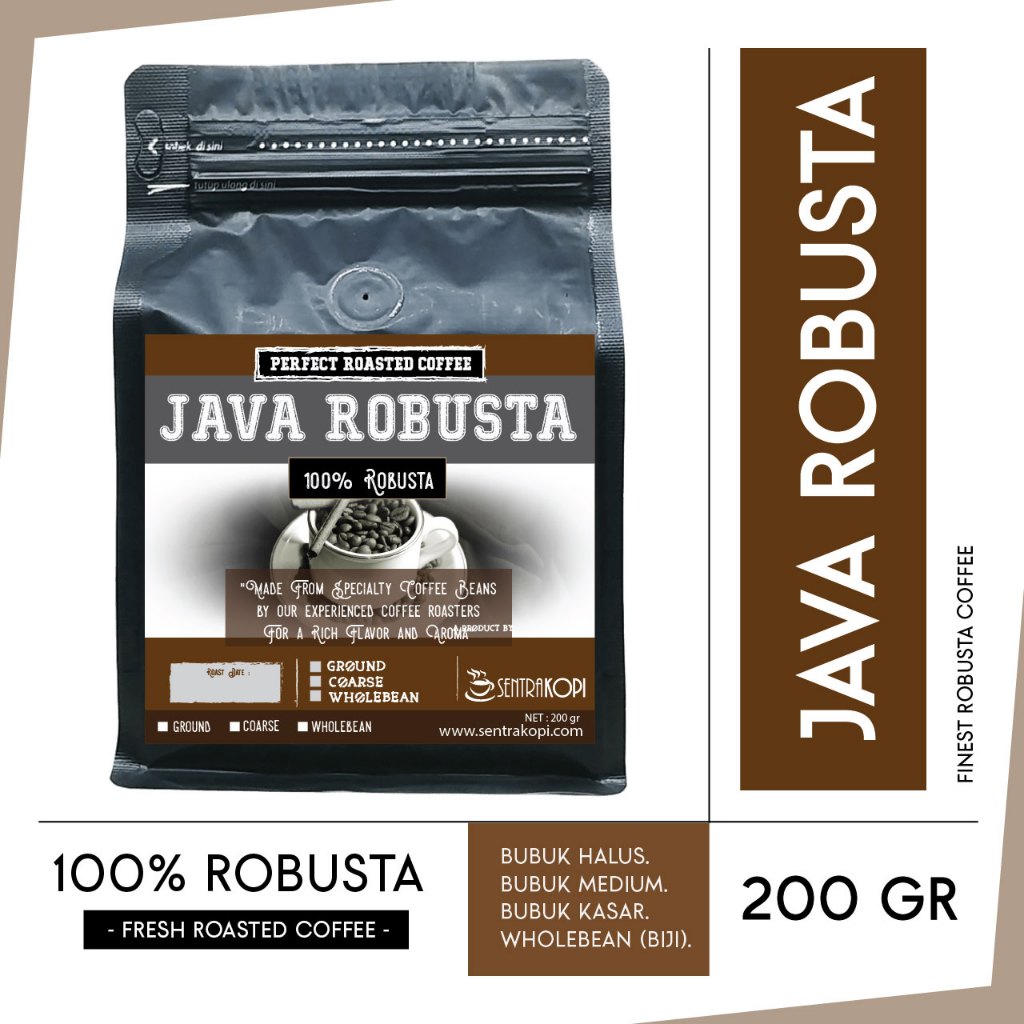 Jual Sentra Kopi Java Robusta 200 Gram - Bubuk / Biji - Premium Coffee ...