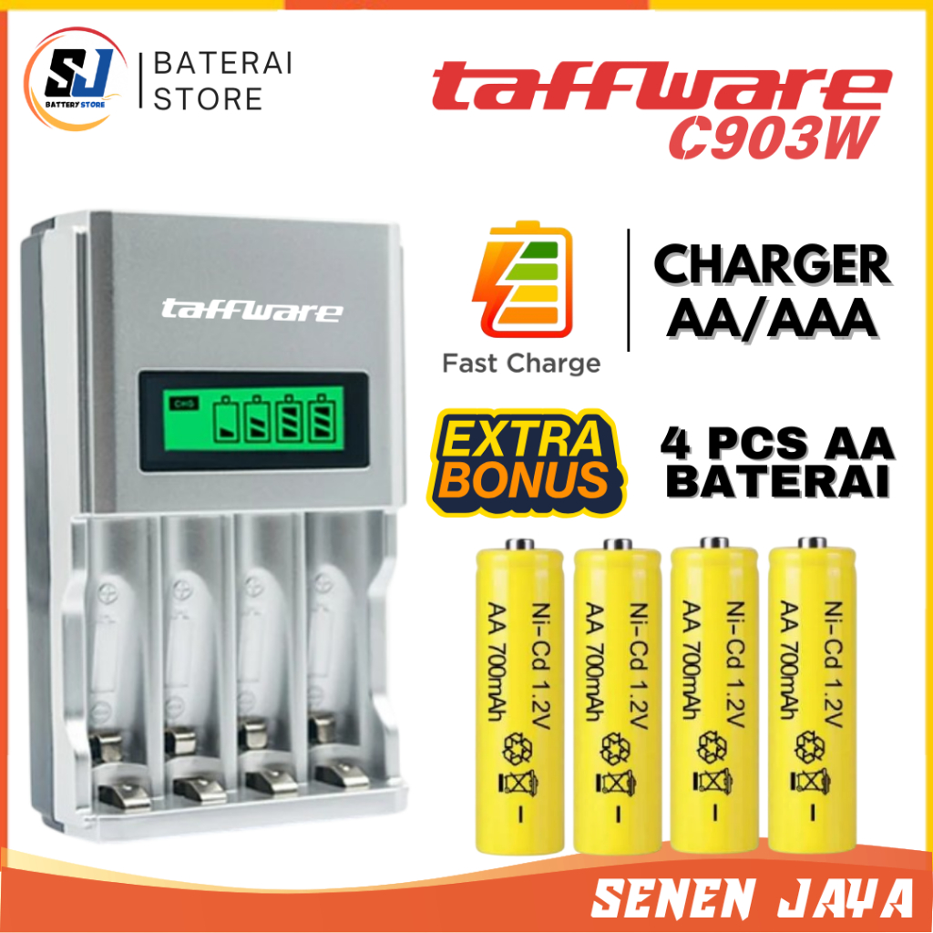 Jual [BISA COD] Charger Batre AA AAA Taffware C903W 4 Slot Charger AA ...