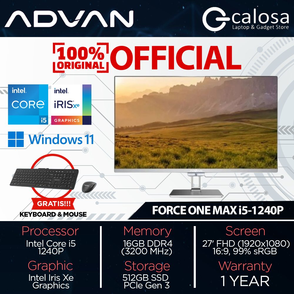 Jual Advan AIO Force One Max PC Desktop 27" Intel i5-1240P 16GB RAM ...
