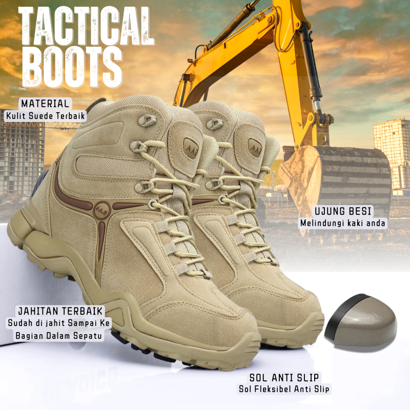 Jual Sepatu Safety Pria Boots Ujung Besi Tactical Gurun DELTA 5AA Kerja ...