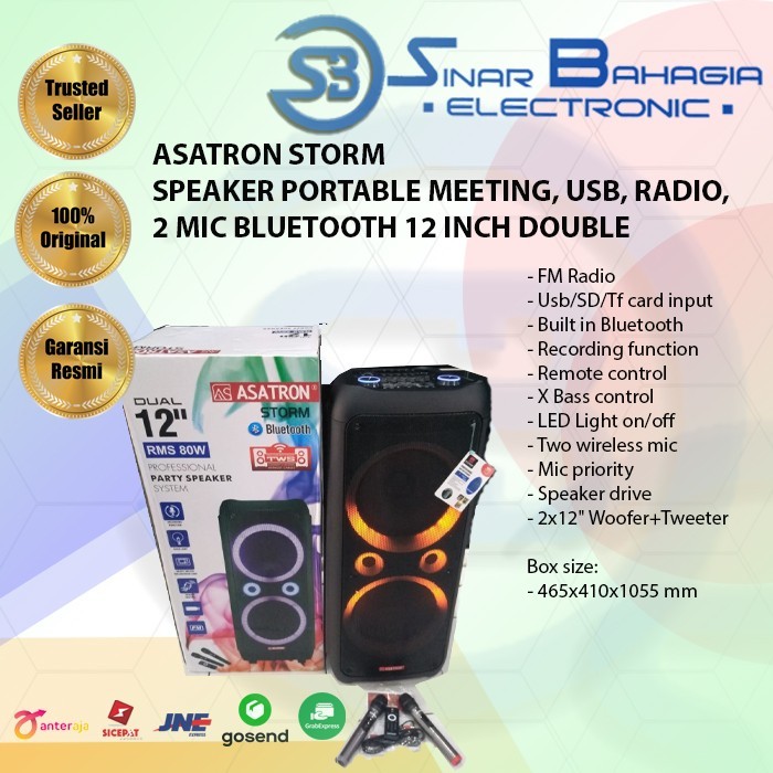 Jual ASATRON STORM SPEAKER PORTABLE MEETING, USB, RADIO, 2 MIC ...