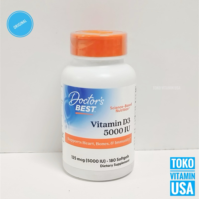 Jual Doctors Best Vitamin D3 5000iu 180 Softgels Vitamin D3 5000 iu | Shopee Indonesia