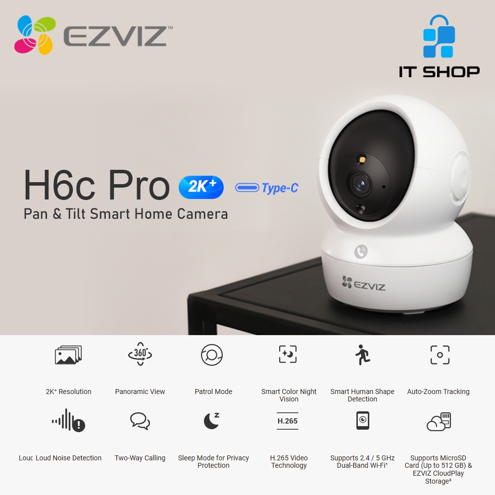 Jual Ezviz H6c Pro 2K+ 4MP Color Pan & Tilt Smart Home Camera | Shopee Indonesia