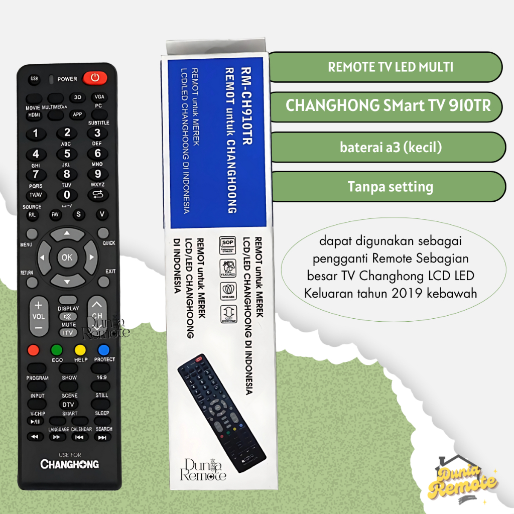 Jual Remot Remote TV CHANGHONG Multi CH-910 Changhong Android Multi ...