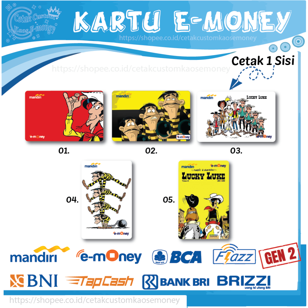 Jual KARTU EMONEY ETOLL GAMBAR LUCKY LUKE KARTUN COBOY EMONEY MANDIRI ...