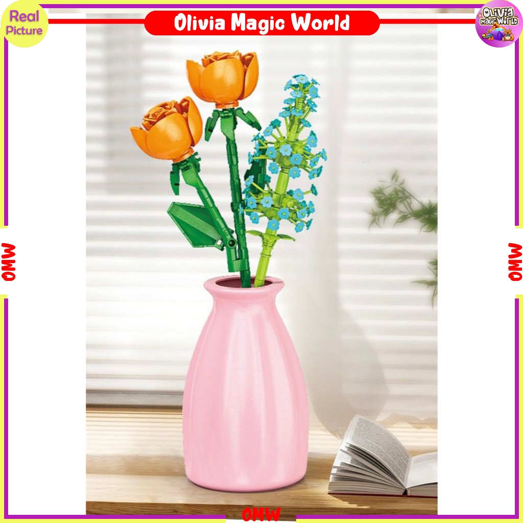 Jual Mainan Bricks Flower Bucket Nano Block Florist Bunga Toys Untuk ...