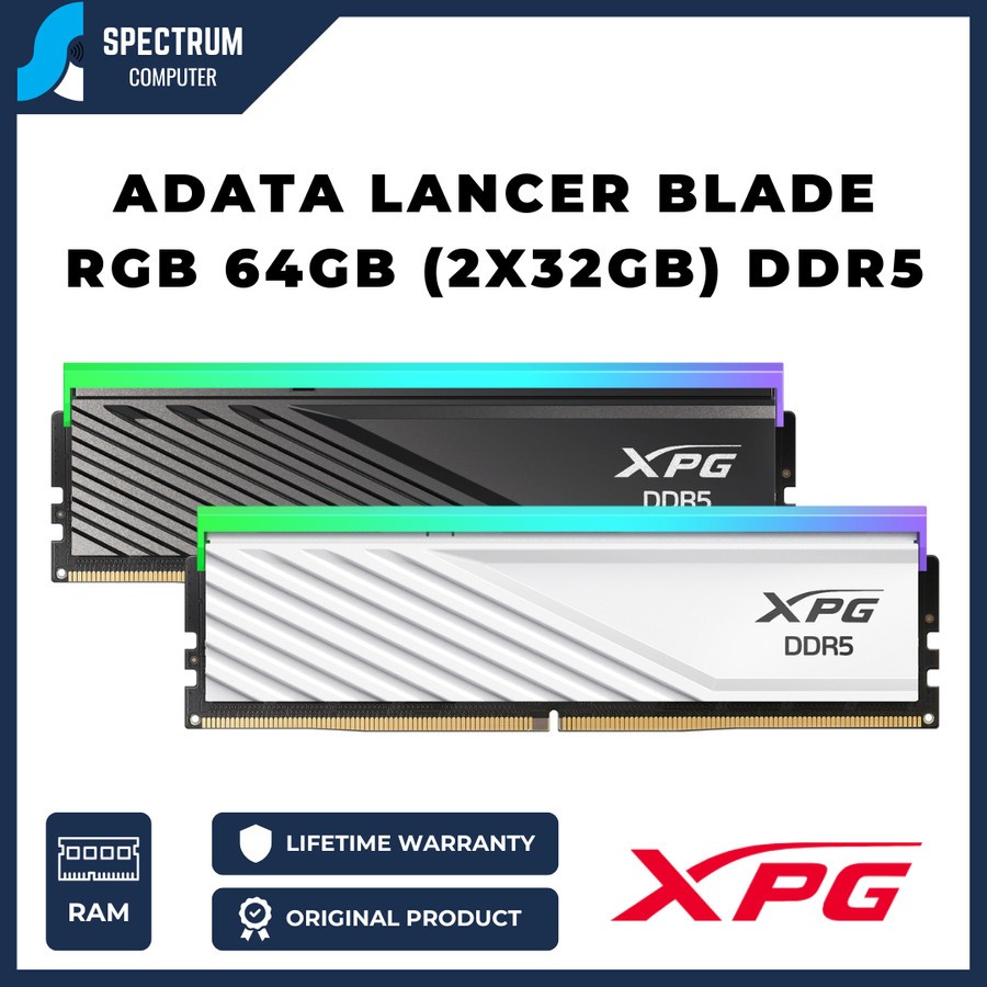 Jual RAM MEMORY ADATA LANCER BLADE DDR5 RGB 64GB ( 2x32GB ) DDR5 ...