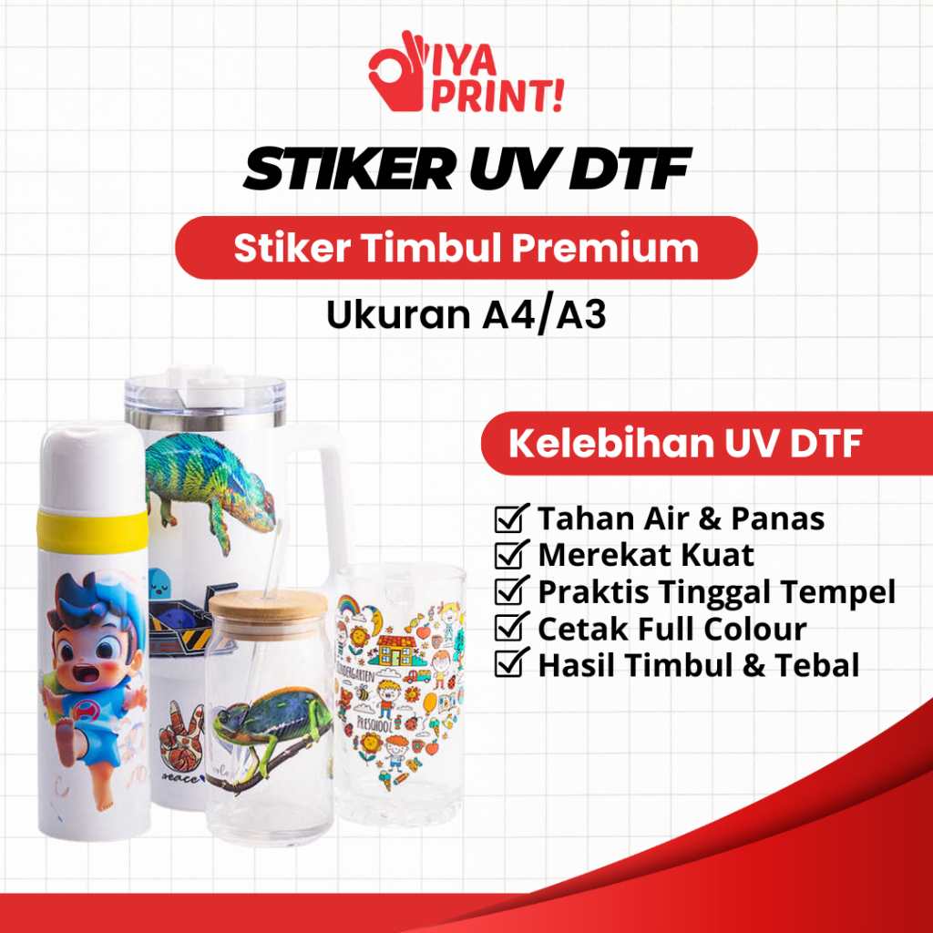 Jual STICKER UV DTF | Stiker Timbul | Cetak Stiker UV DTF | Shopee ...