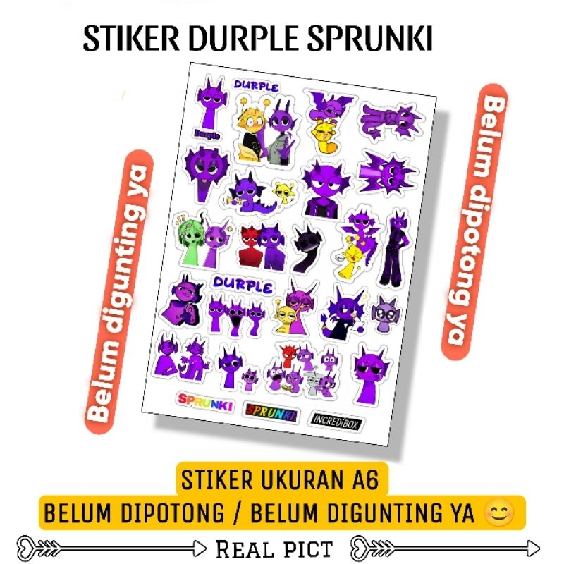 Jual STIKER DURPLE SPRUNKI / STIKER BELUM DIPOTONG BAHAN VINYL UKURAN ...