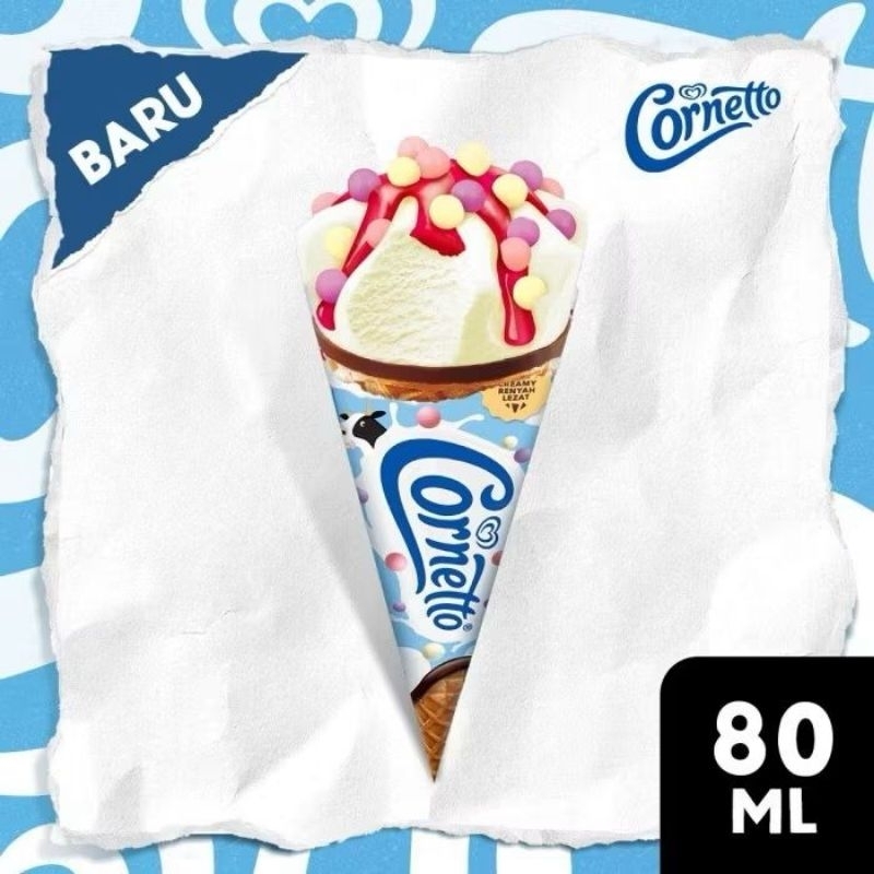 Jual es krim cornetto crunchy milky berry GT 80 ml | Shopee Indonesia