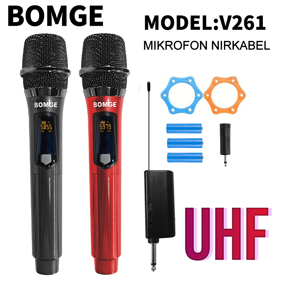 Jual BOMGE BG261U Wireless Microphone,Rechargeable professional dynamic Dual UHF Microfon ...