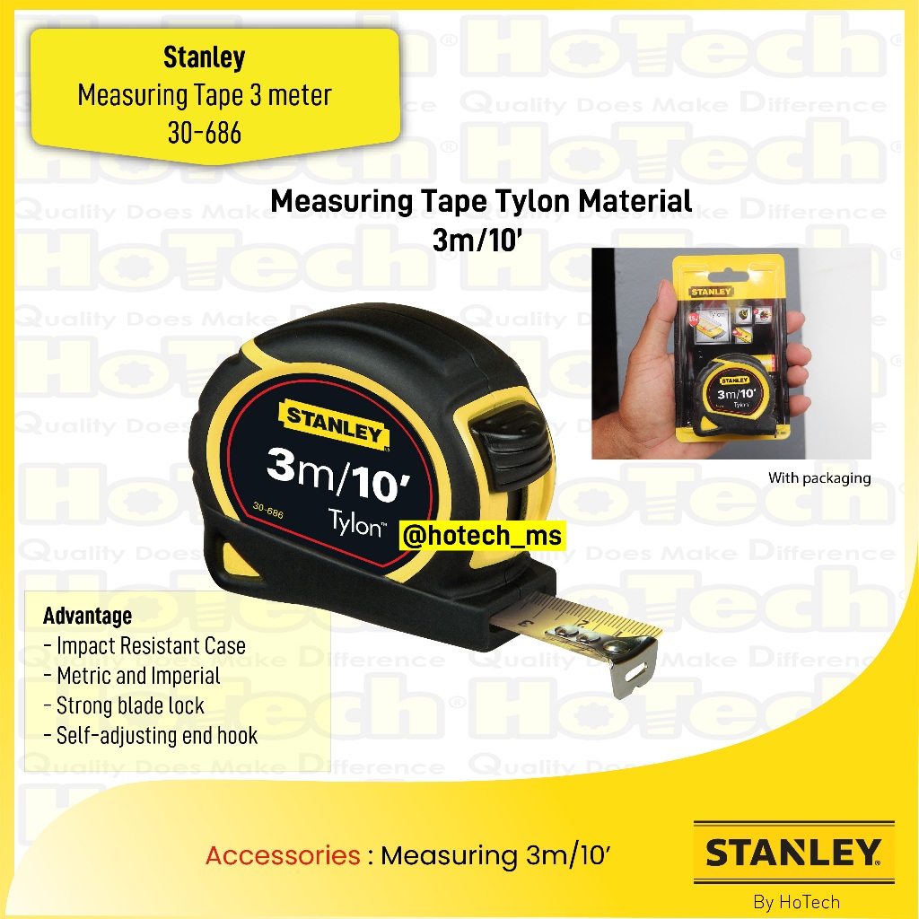 Jual Stanley Meteran 3m/10ft | Measuring Tape Tylon Material 3 meter ...