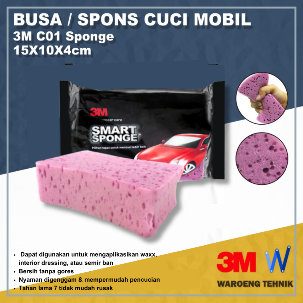 Jual Busa Cuci Mobil 3M C01 Sponge 15x10x4 (cm3) Sponge Cuci Mobil ...