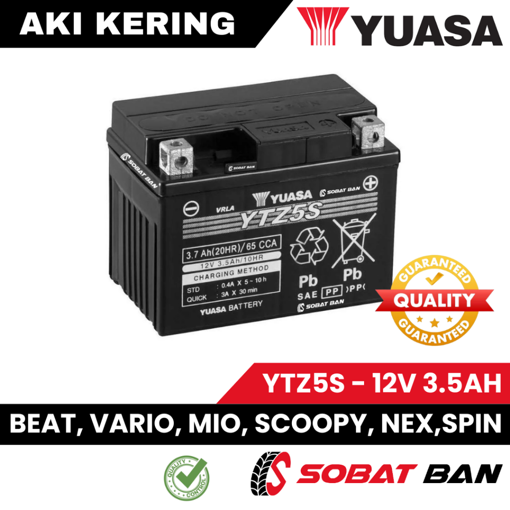 Jual AKI KERING YUASA YTZ5S MOTOR Vario 110, Mio Soul GT, Beat, Vixion YUASA YTZ5S Aki Kering ...