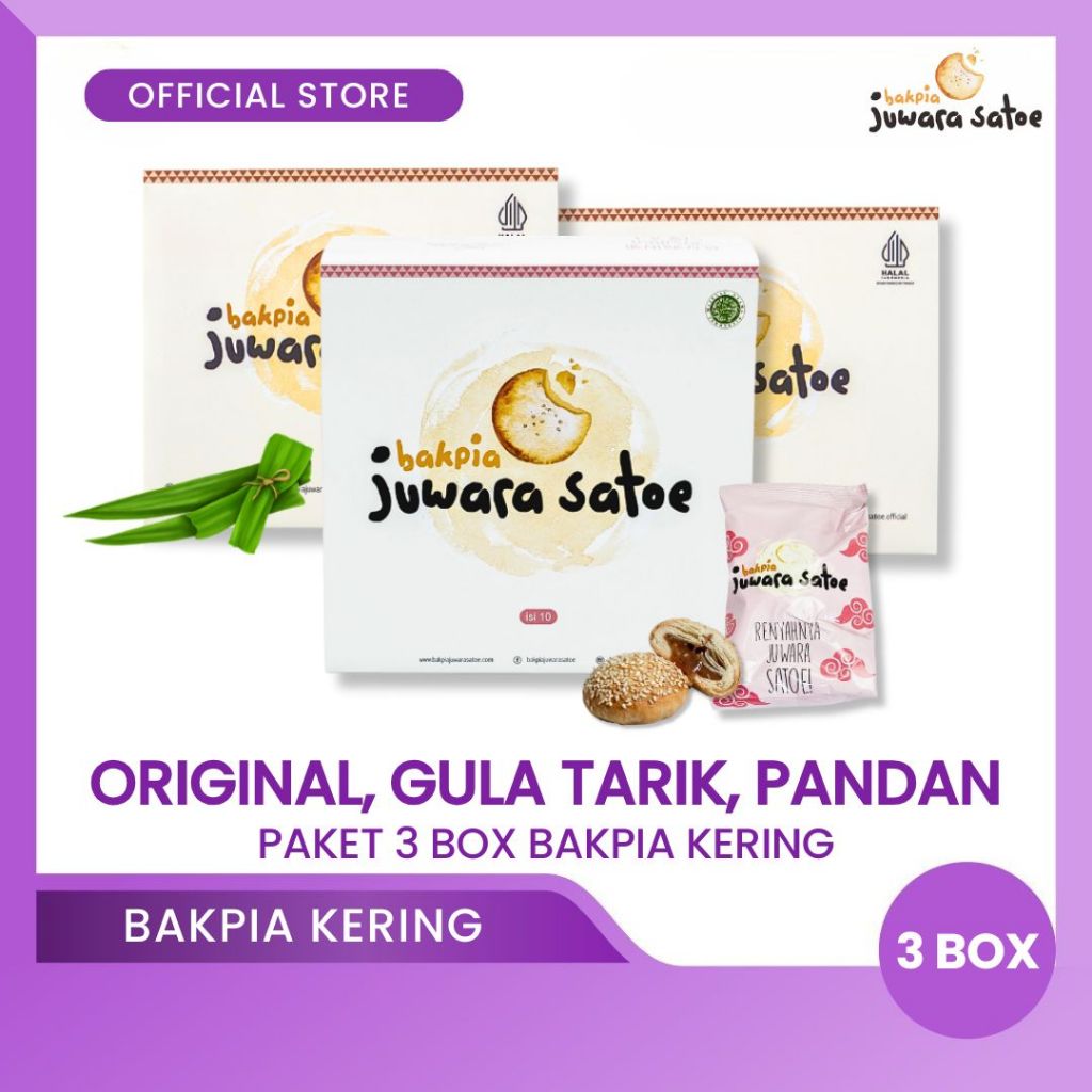 Jual BAKPIA JUWARA SATOE [ 3 Box ] Paket Bakpia Crispy (Original, Gula ...