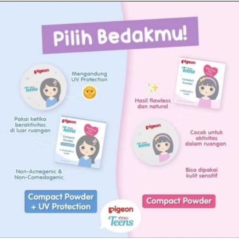 Jual PIGEON TEENS COMPACT POWDER UV PROTECTION SERIES ORIGINAL BPOM 14g ...
