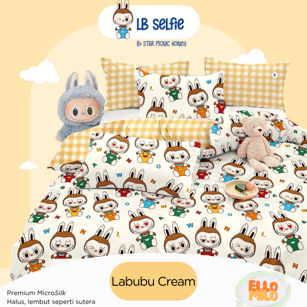 Jual Sprei Set Labubu | Katun Microsilk | 120x200 140x200 160x200 ...