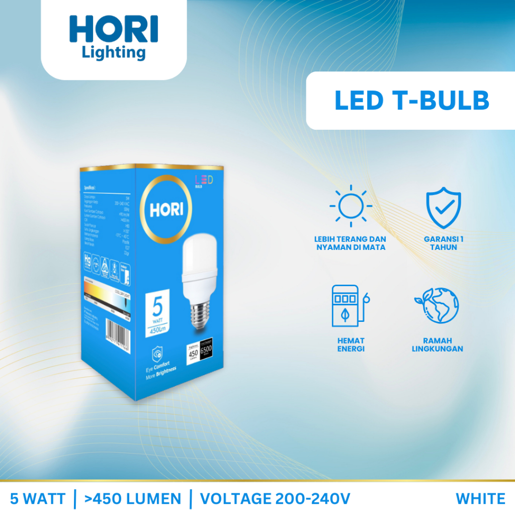 Jual HORI LIGHTING LED T BULB 5 Watt - White | Shopee Indonesia