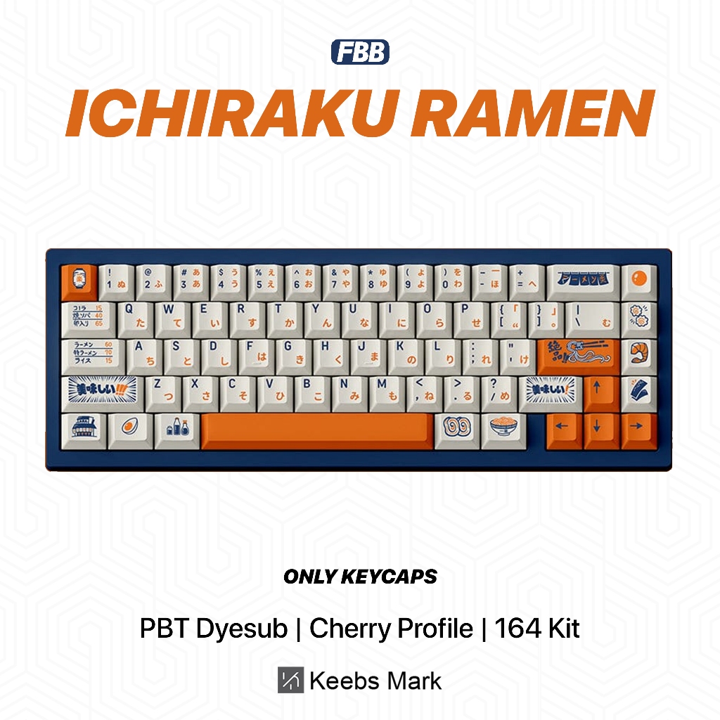 Jual FBB Ichiraku Ramen V1 Keycaps PBT Dyesub 164 Keys Cherry Profile ...