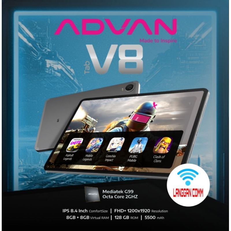 Jual Advan Tab V8 Mediatek Helio G99 Ram 8GB Rom 128GB UFS Layar 8.4" FHD+ IPS Android OS 14 ...