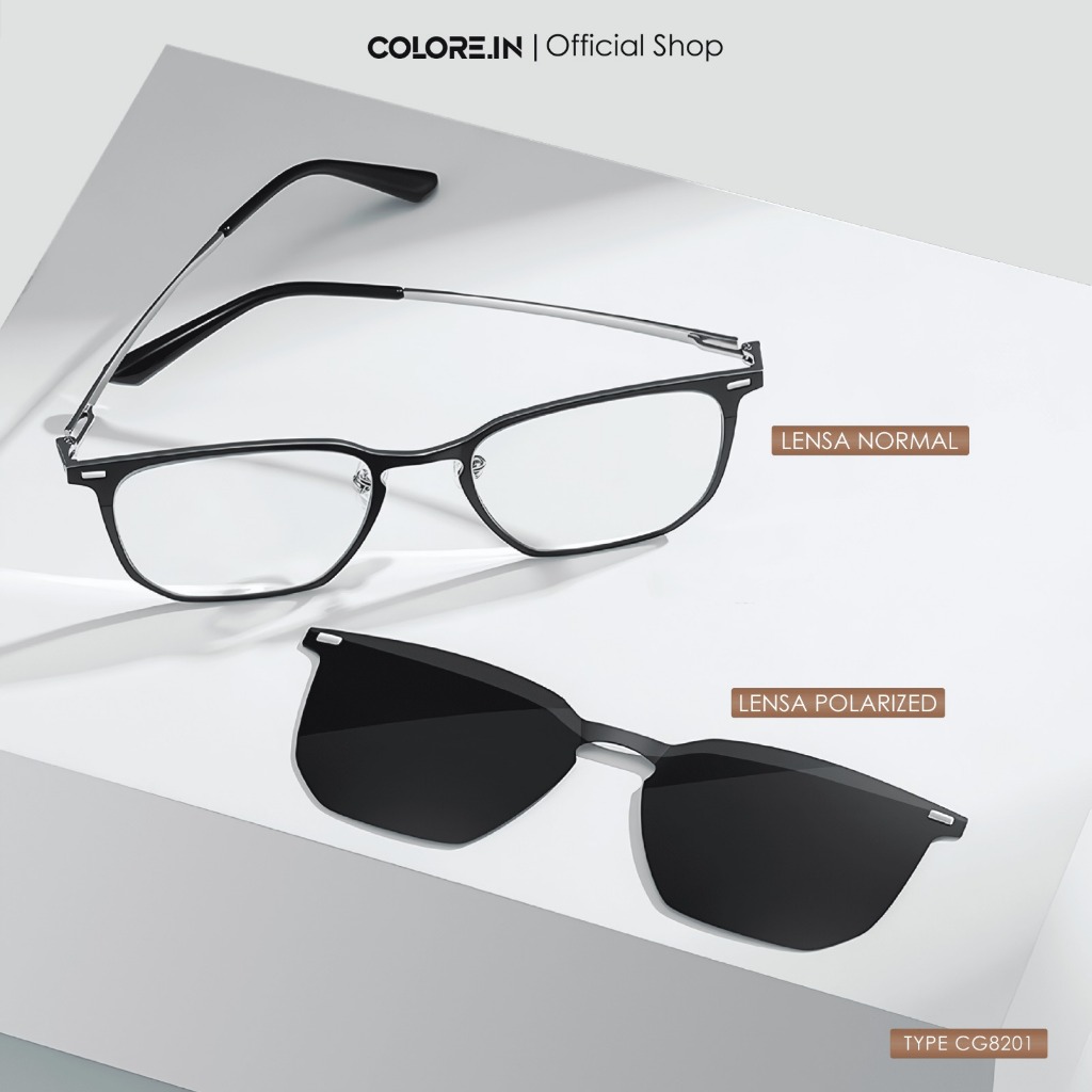Jual Colore.in Kacamata Clip On 2in1 Frame Sunglasses Metal Lensa Polarized Anti Radiasi Blueray ...