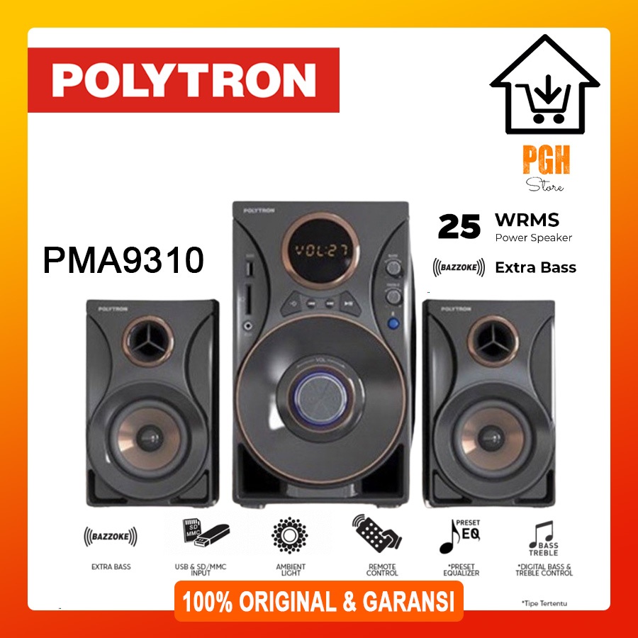 Jual POLYTRON Bluetooth Speaker Multimedia Audio SUPER BASS PMA9310/BG ...
