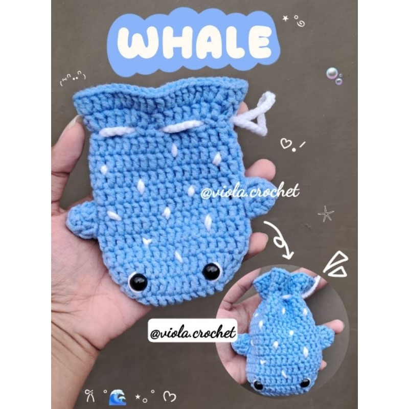 Jual whale pouch crochet || pouch rajut bentuk hiu | Shopee Indonesia