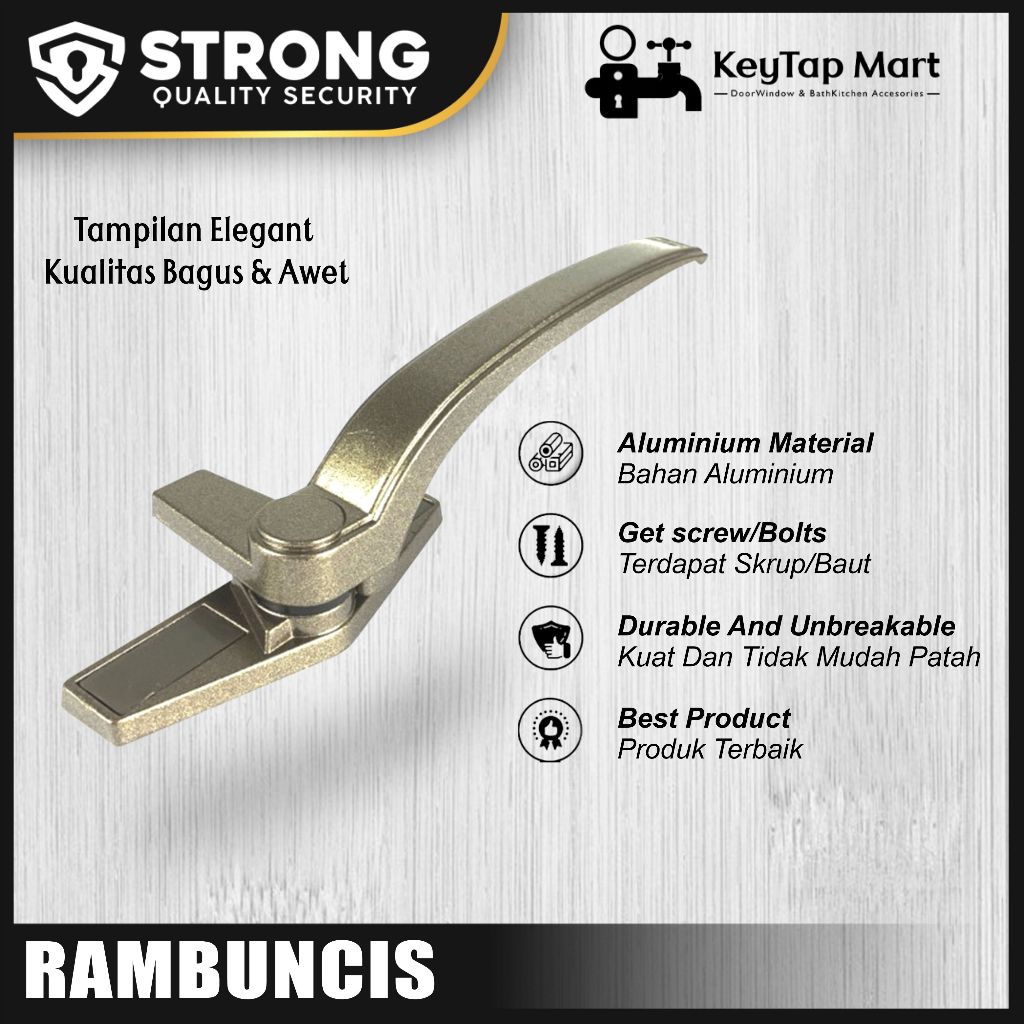 Jual Kunci Jendela Aluminium Pengunci Rambuncis Casement Handle STRONG ...