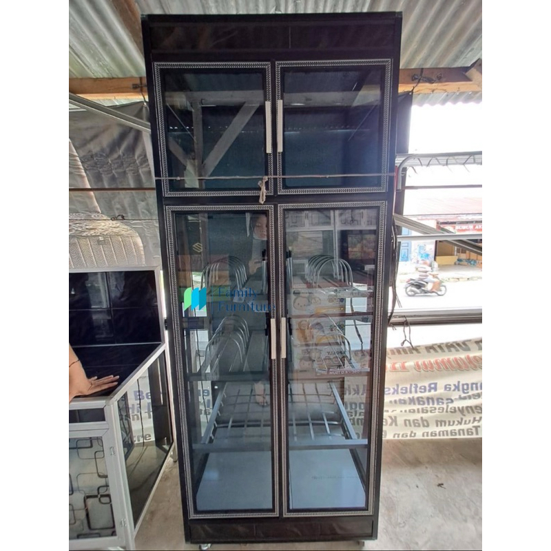 Jual Lemari Rak Piring Aluminium Tempahan 2 Pintu Tutup 4 Daun | Shopee ...