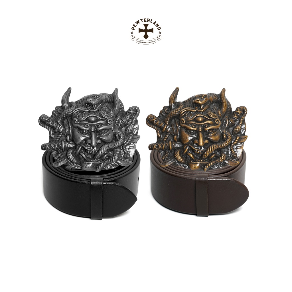 Jual Pewterland Gesper Hannya Bahan Logam Timah & Kulit Asli Hitam ...
