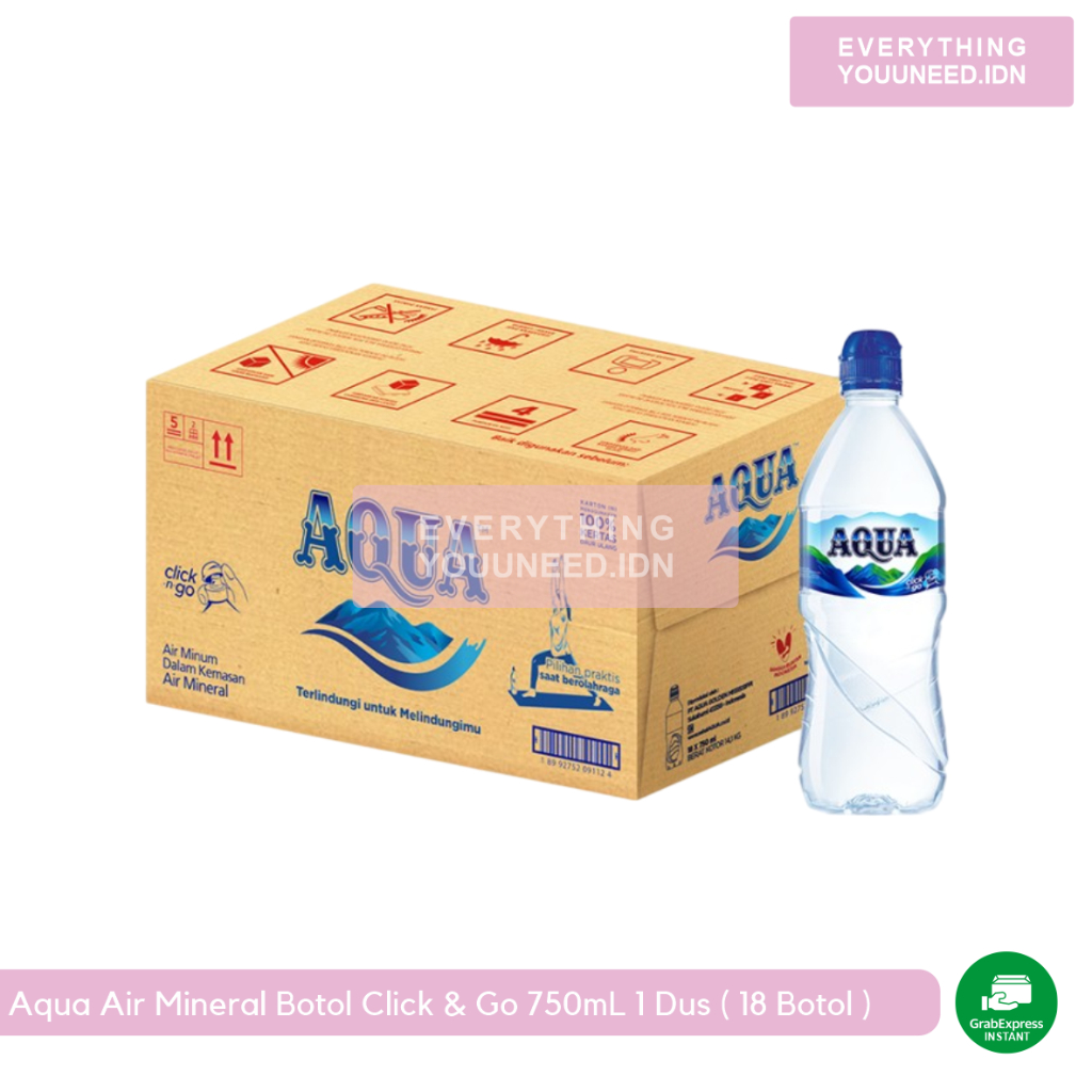 Jual Aqua Air Mineral Botol Click & Go 750mL 1 Dus isi 18 Botol ...