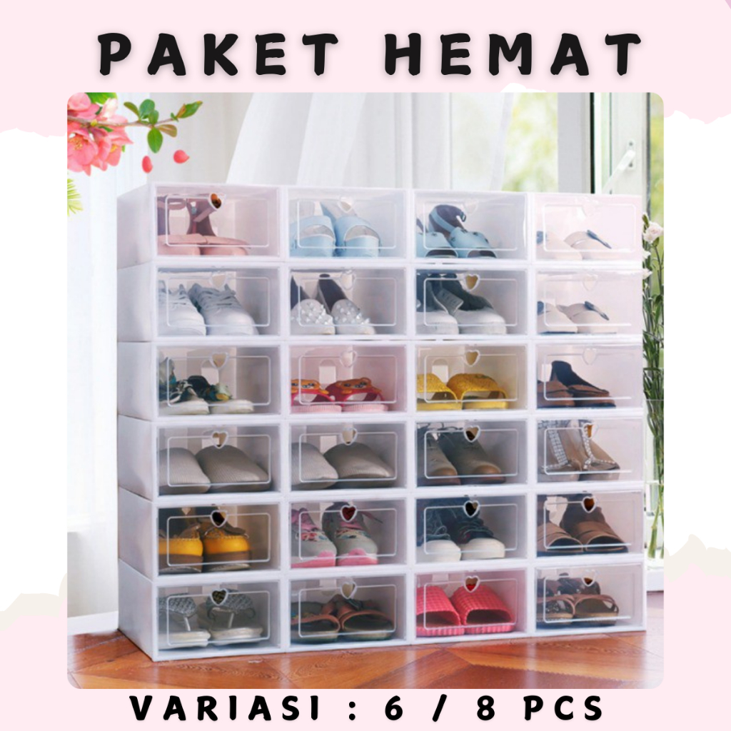 Jual [ PAKET HEMAT ] KS061 Tempat Box Sepatu 6PCS / 8PCS Kotak Tempat ...