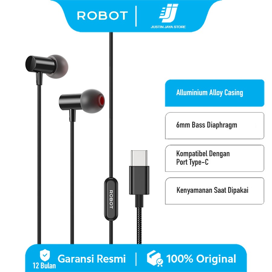 Jual ROBOT Earphone Mini In-Ear Metal Allumunium Alloy Casing Ultra ...