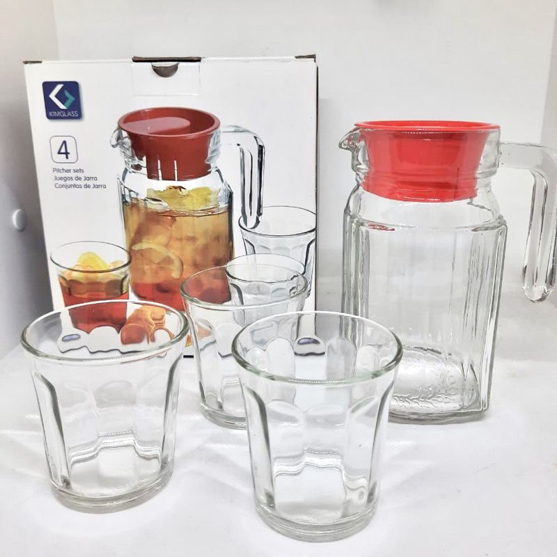 Jual teko set kimglass / teko teh/ teko set 4/ pitcher set/ jug pitcher ...