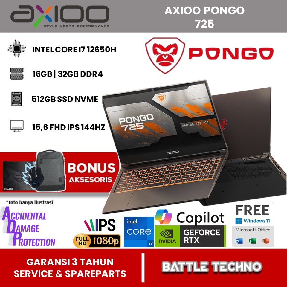 Jual Laptop Gaming Axioo Pongo 725 Intel Core i7 12650H 32GB 1TB SSD ...