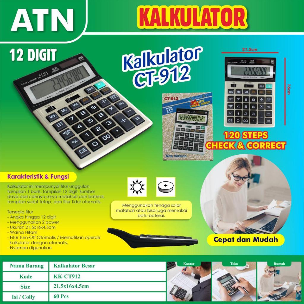 Jual Kalkulator CT-912 12 Digit JUMBO Kalkulator Besar murah | Shopee Indonesia