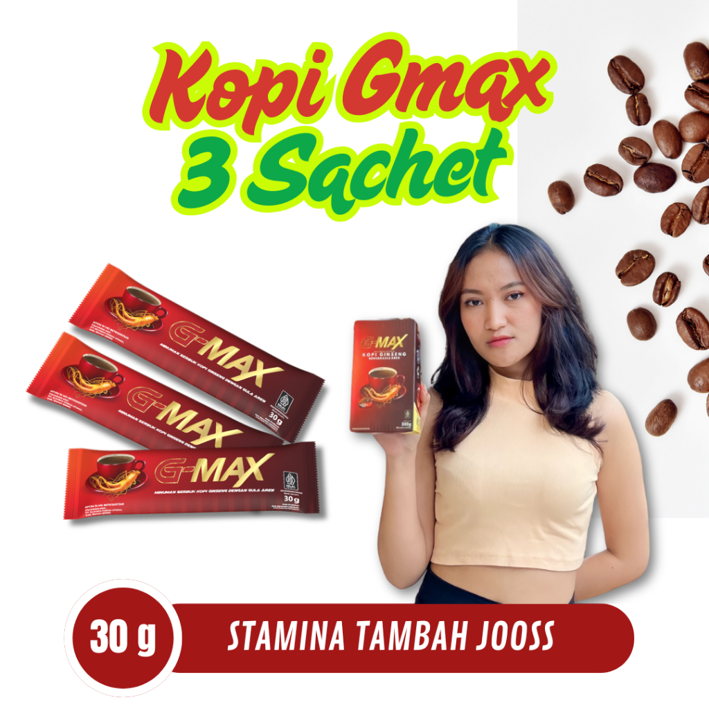 Jual Kopi Gmax 3 Sachet Stamina Kuat dan Tambah Joss 30g | Shopee Indonesia
