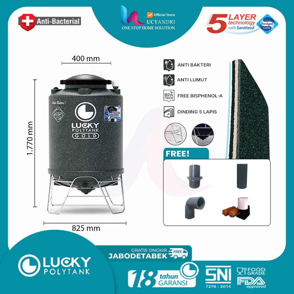Jual Tangki Air LUCKY POLYTANK E Clean 650 Liter KAKI Tandon Toren NEW ...