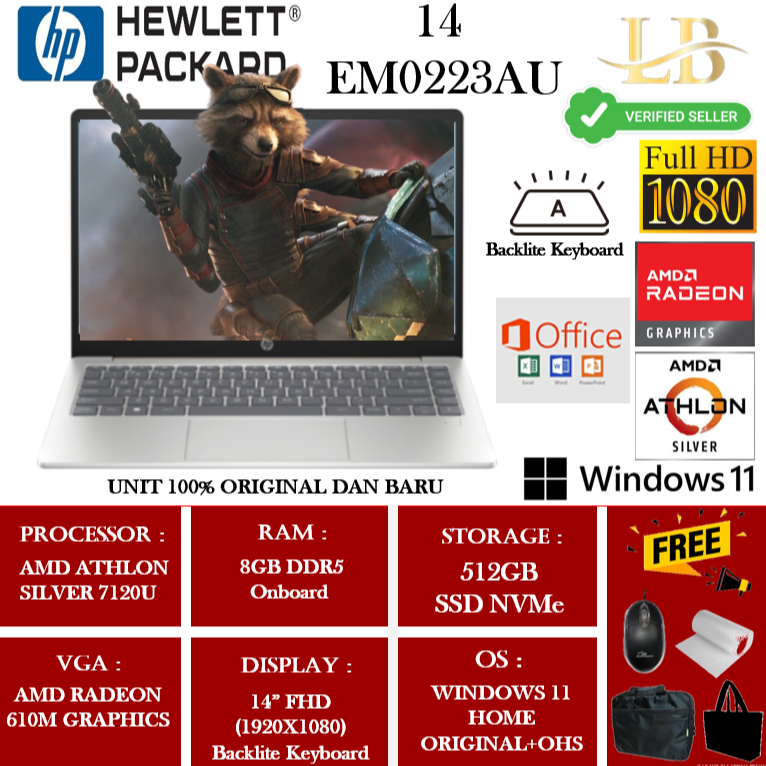 Jual Laptop Hp 14S Amd Athlon Silver 7120U 8GB 512GB 14"FHD BL ...