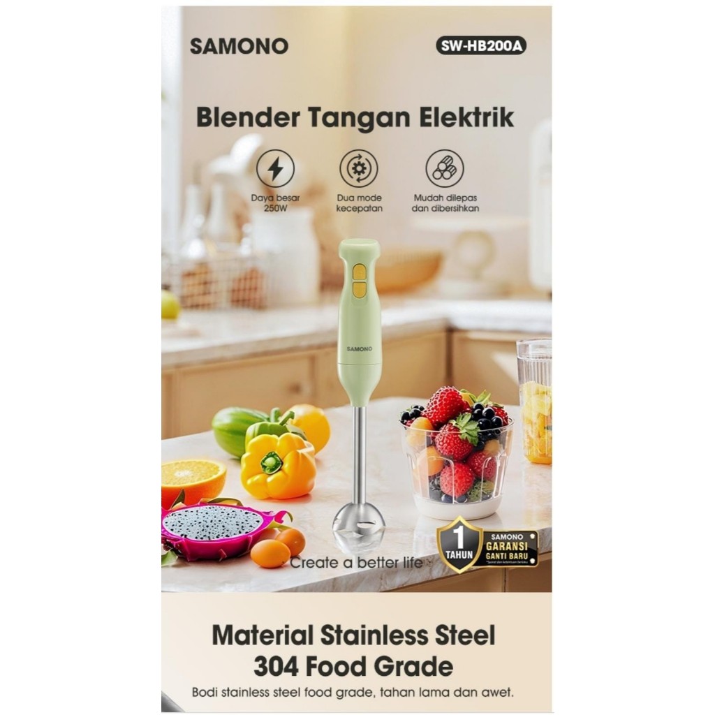 Jual Samono Hand Blender SW-HB200A Blender Tangan Elektrik SWHB200A ...