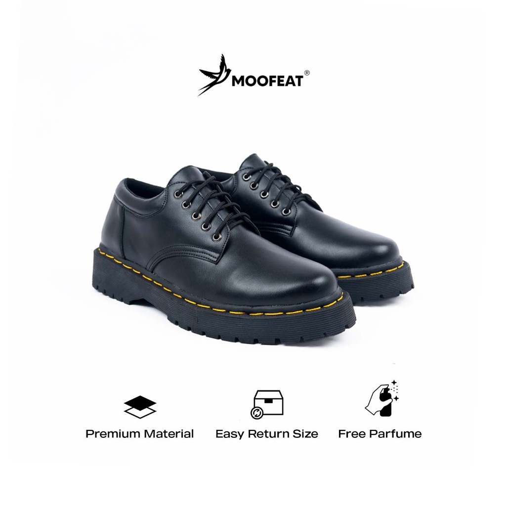 Jual Moofeat Moses -Sepatu Kulit Pria Wanita Derby Casual Boots Hitam ...
