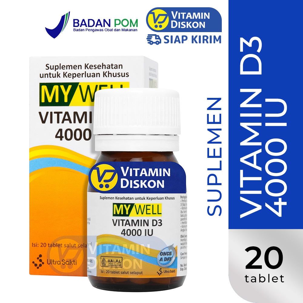 Jual MYWELL VIT D3 4000 IU ISI 20 TABLET | Vitamin D3, Daya Tahan Tubuh ...