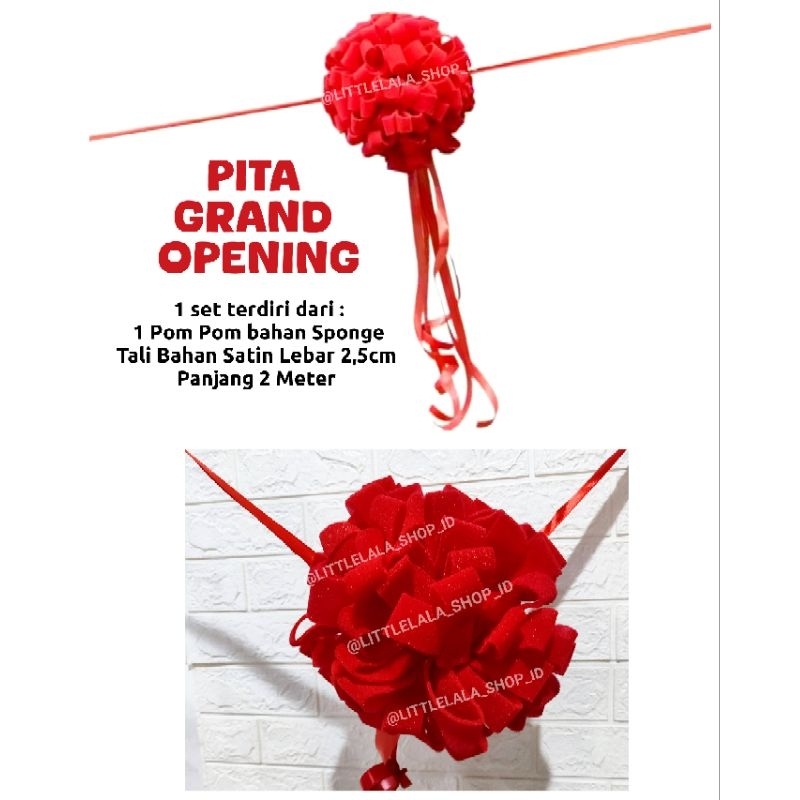 Jual Pita Merah Wedding & GRAND OPENING/pita pompom peresmian/kain ...