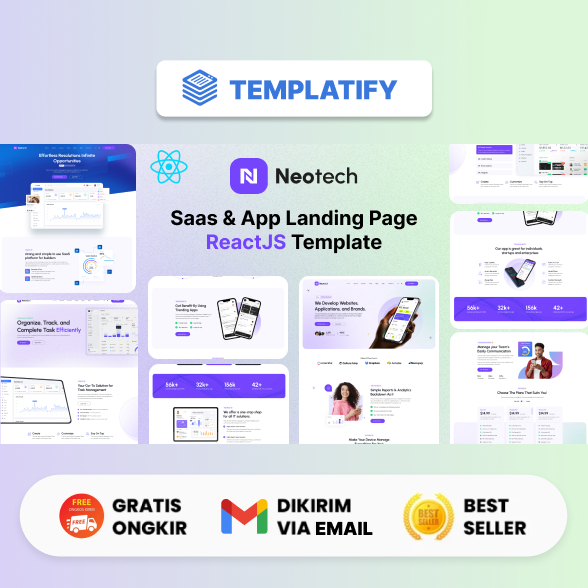 Jual Niotech - Saas & App Landing Page ReactJs Template Website ...