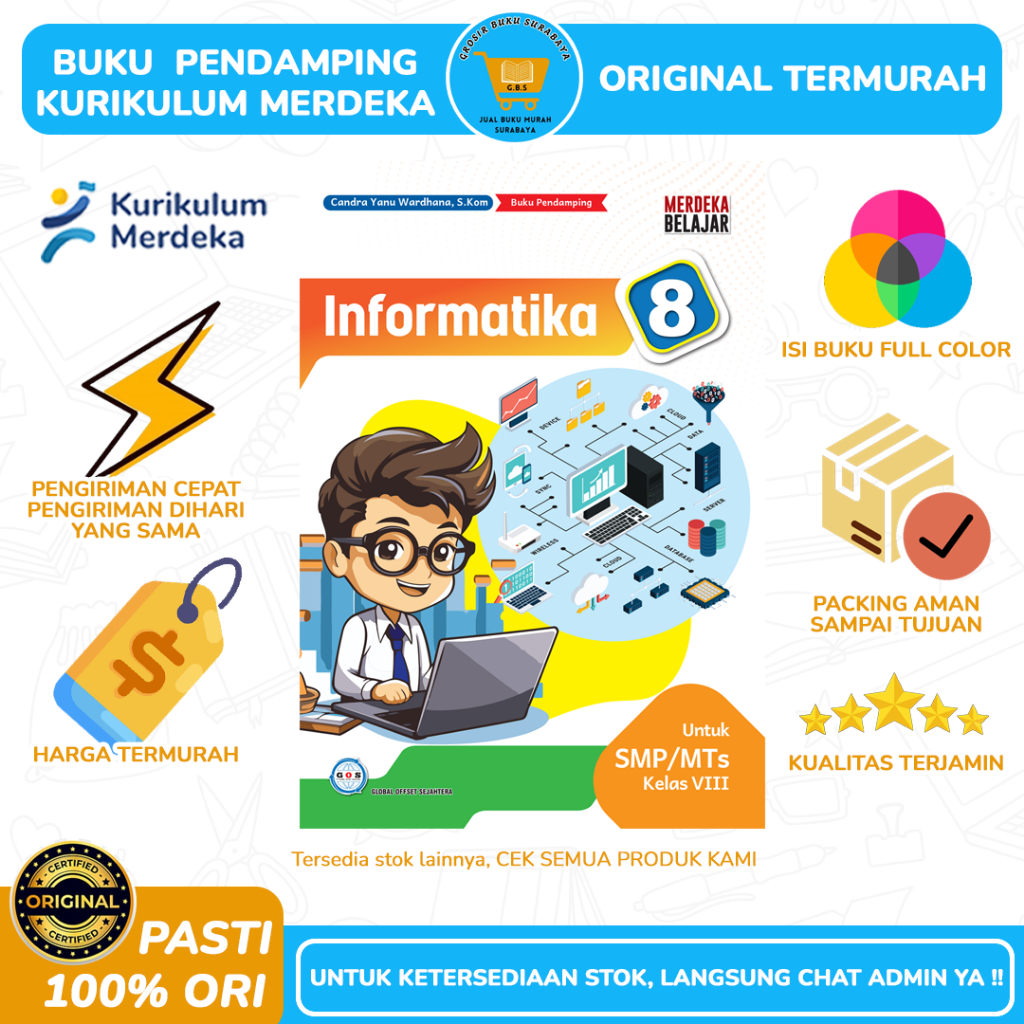 Jual Buku Pendamping Siswa Informatika Kelas 8 SMP - Kurikulum Merdeka - Penerbit Global Offset ...