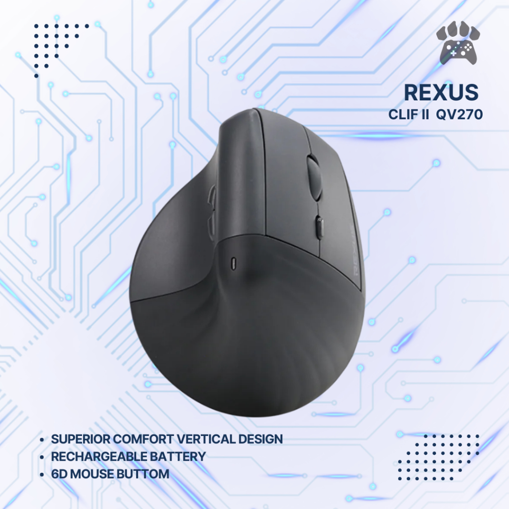 Jual Mouse Vertical Bluetooth REXUS CLIF QV-260 Ergonomic- Rexus QV260 ...