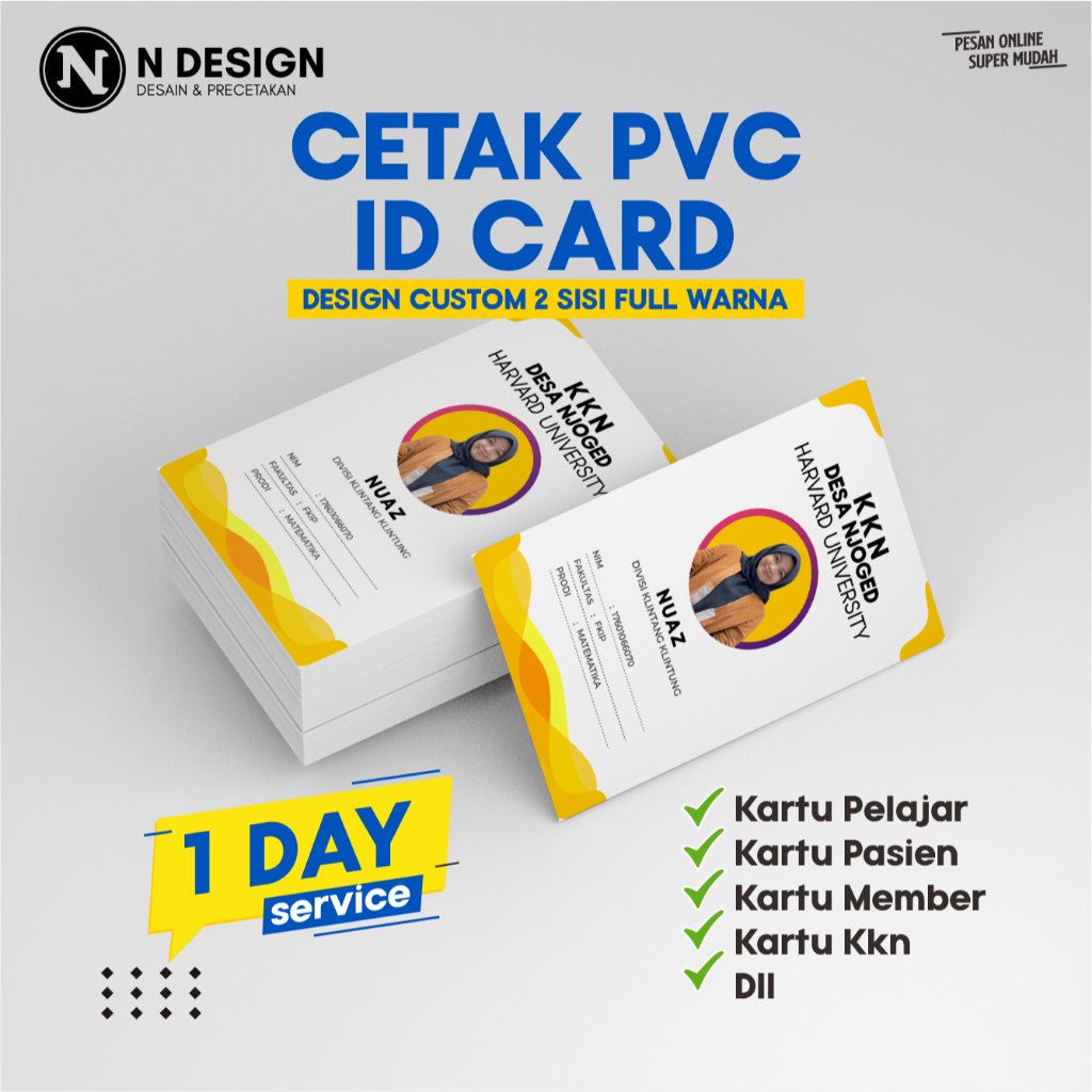 Jual CETAK KARTU ID CARD BAHAN PVC KARTU MEMBER KARTU ANGGOTA KARTU ...